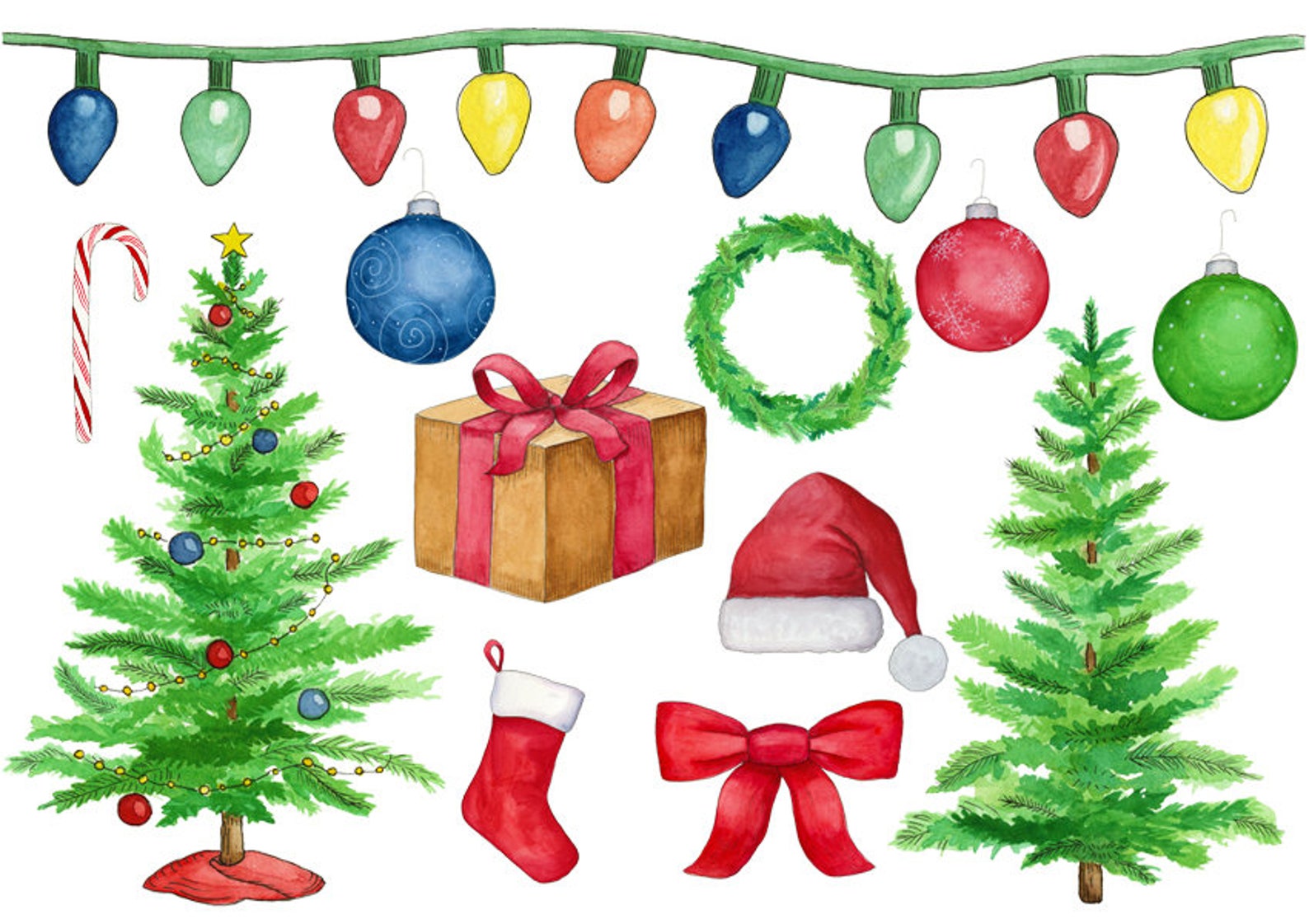 Watercolor Christmas Clip Art - Watercolor Christmas Clipart ...