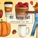 Fall Watercolor Clip Art - Fall Clipart - Fall Graphics - Hand Drawn ...