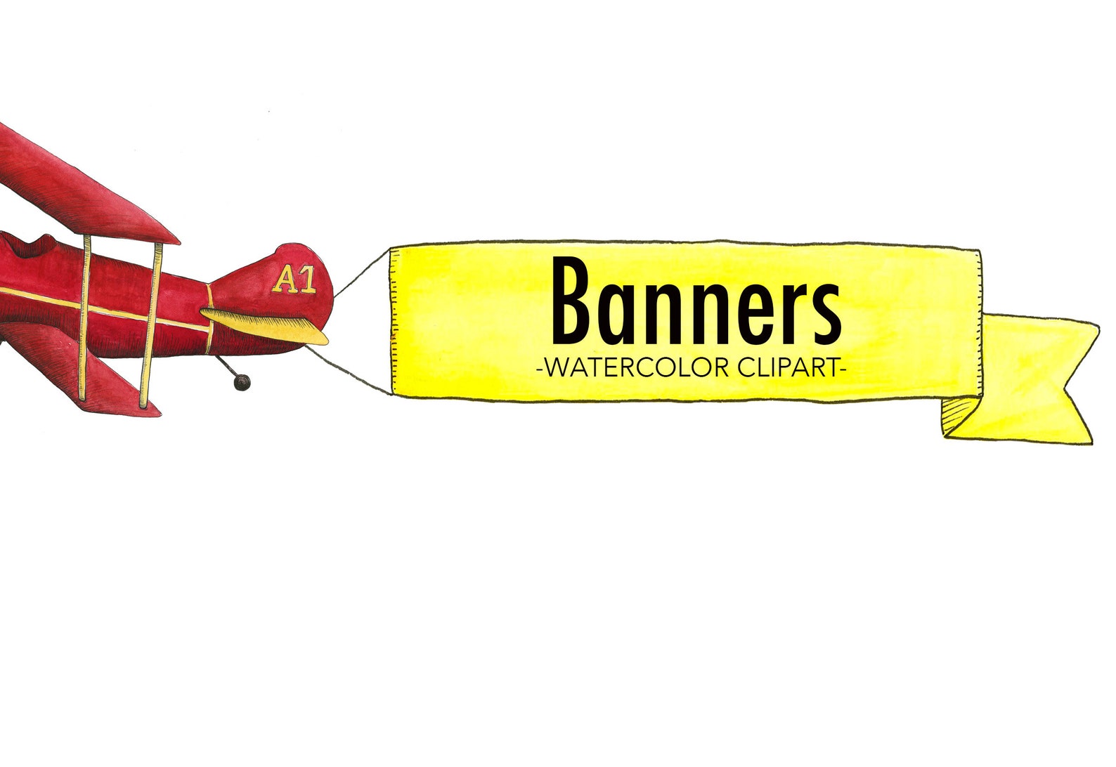 Banner Add-on for Planes Clip Art - Banner Watercolor Clip Art - Etsy