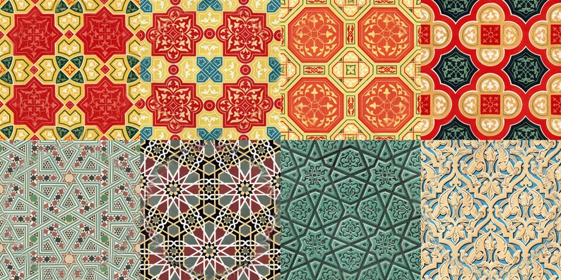 ARABIAN ORNAMENTS 3 Pack of 8 seamless 12x12 inches | Etsy