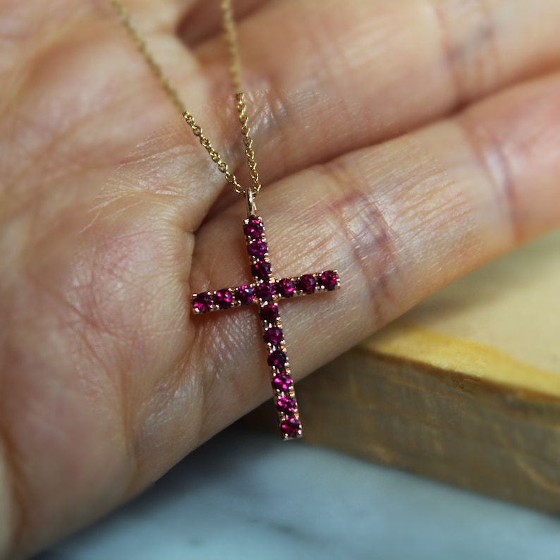 Medium I Ruby Cross Necklace Ruby Cross Necklace Cross - Etsy