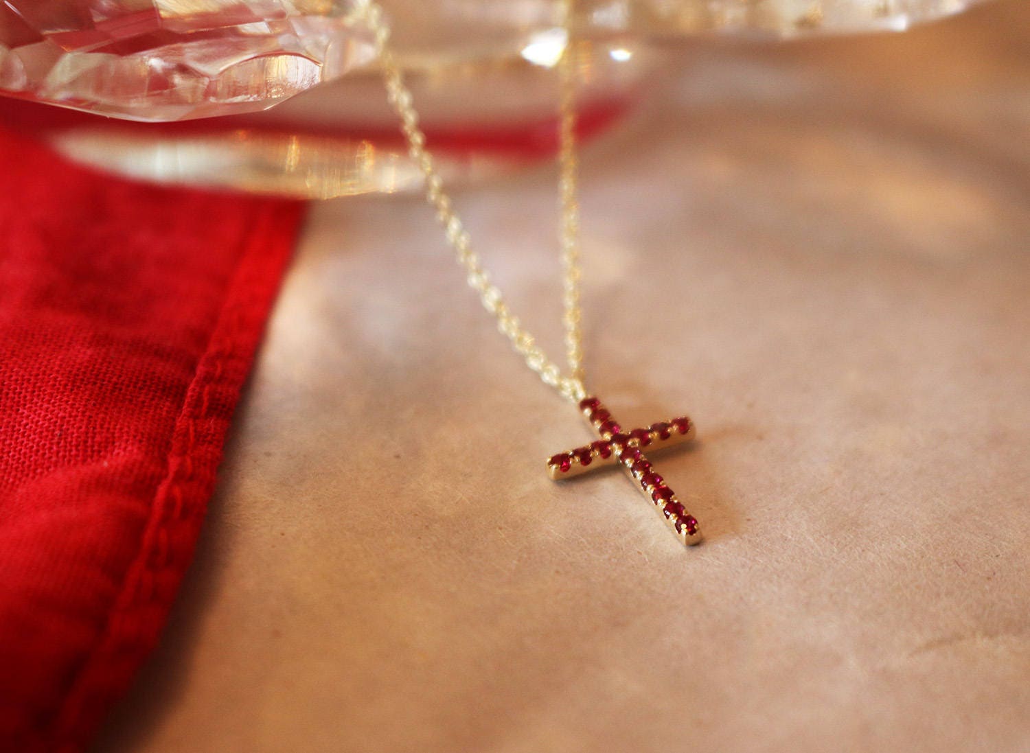 Small Ruby Cross Necklace Ruby Cross Necklace 14k Ruby Cross | Etsy