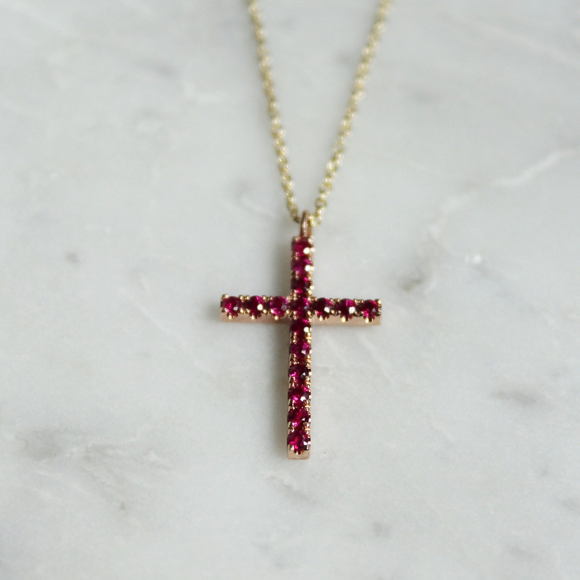 Medium I Ruby Cross Necklace Ruby Cross Necklace Cross - Etsy