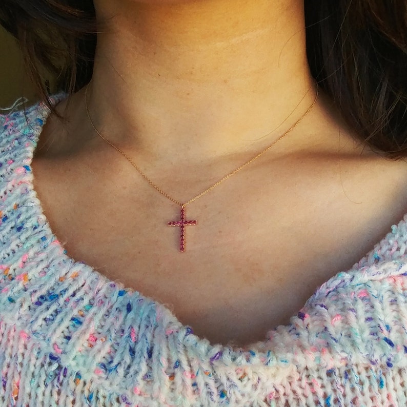 Medium I Ruby Cross Necklace Ruby Cross Necklace Cross - Etsy