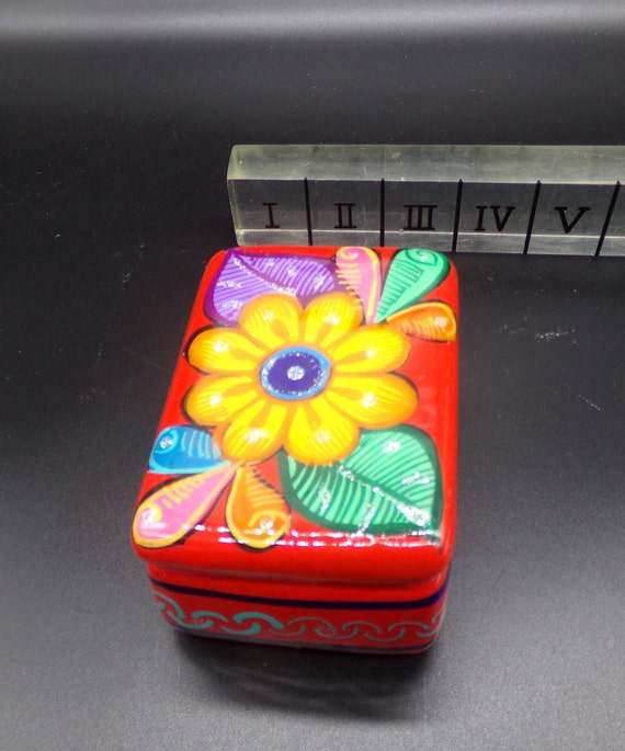 Red Clay Pottery Trinket Box- Made in Mexico - Gem