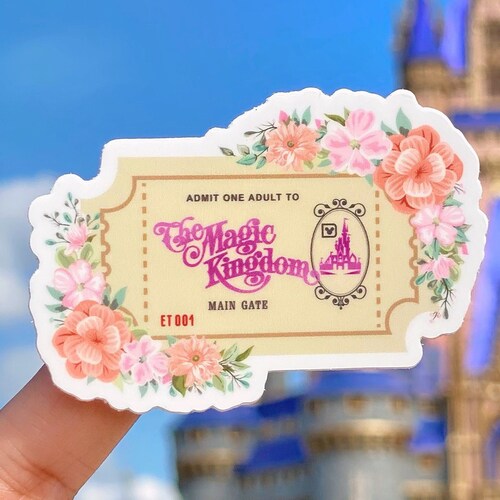 Disneyland Admission Ticket Sticker/ Retro Floral Disney - Etsy