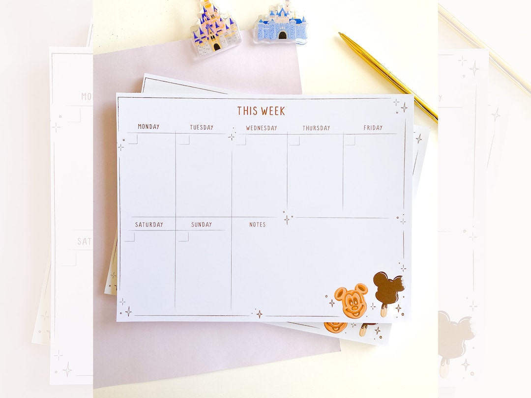 Park Snacks Undated Weekly Notepad/ Mickey Waffle Ice Cream Daily Memo ...