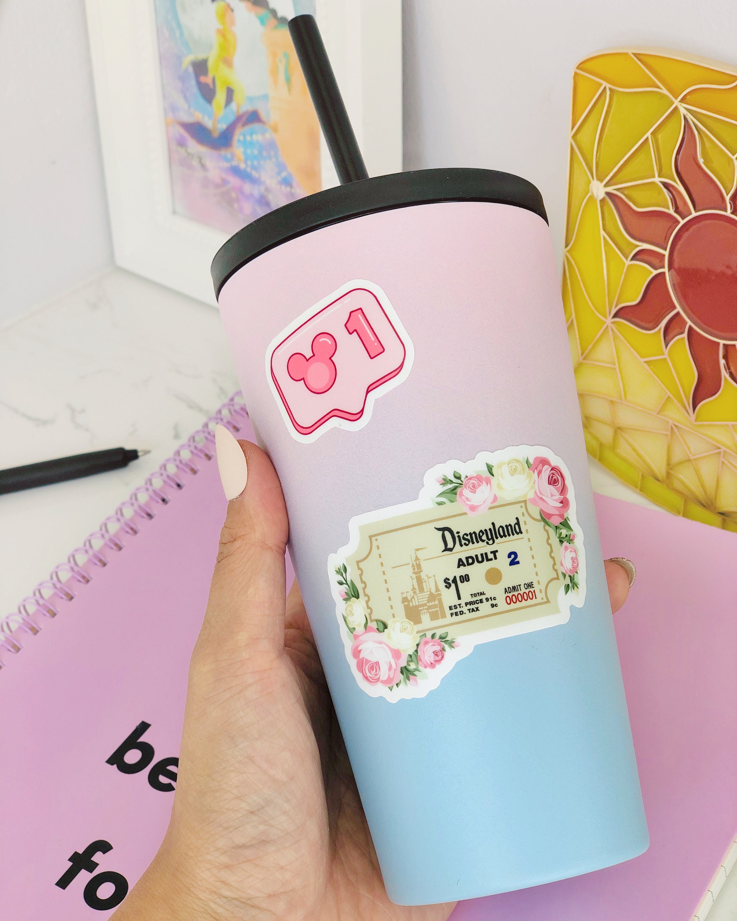 Disneyland Admission Ticket Sticker/ Retro Floral Disney | Etsy