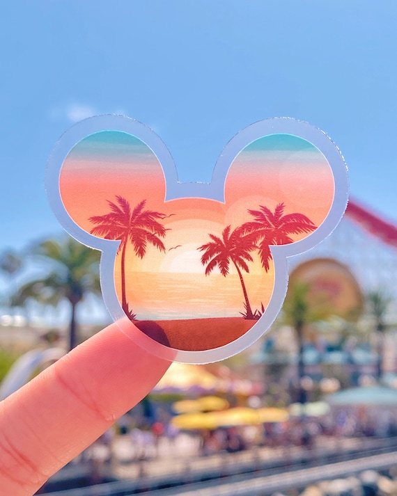 Sunset Beach Mickey Transparent Sticker/ Tropical Disney - Etsy