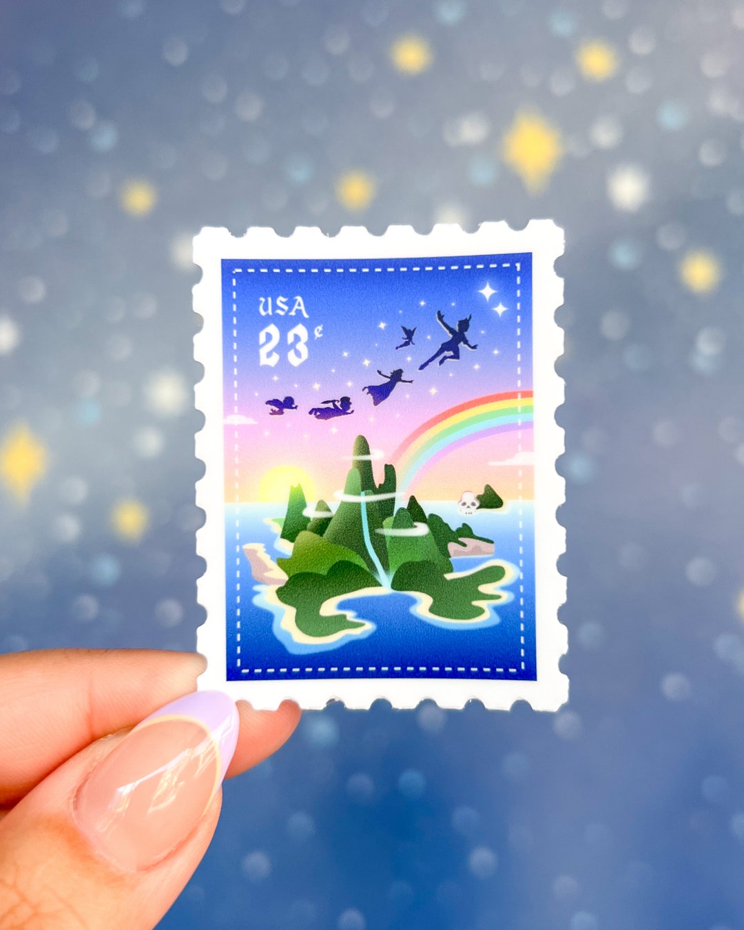 Peter Pan Postage Stamp Sticker/ Neverland Tinkerbell Vintage Retro ...