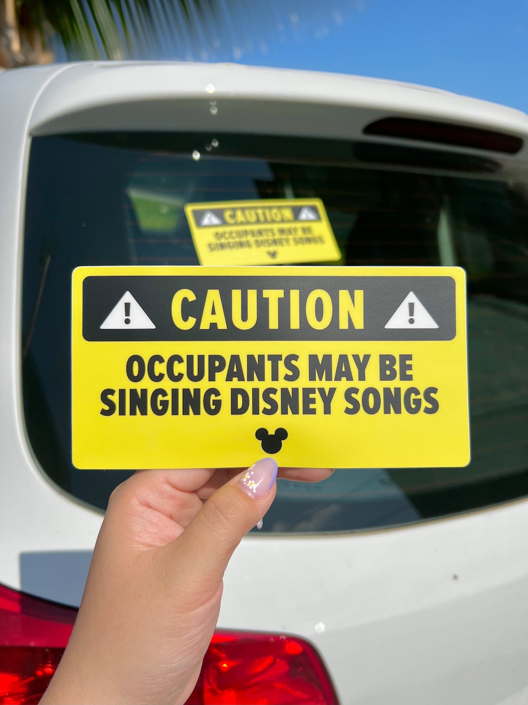 CAUTION Singing Disney Songs Car Decal/ Mickey Funny Family Car Sticker ...