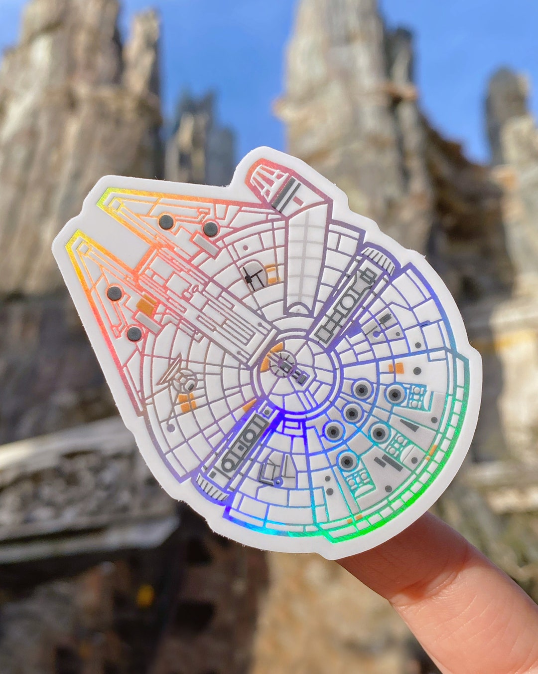 Millennium Falcon Holographic Sticker/ Star Wars Disney Laptop Stickers ...