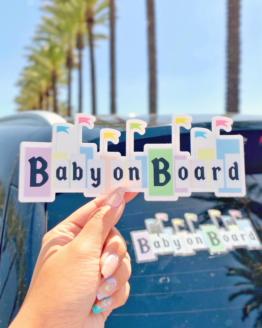 Baby on Board Disney Car Decal/ Pastel Disneyland Safety Car Window ...