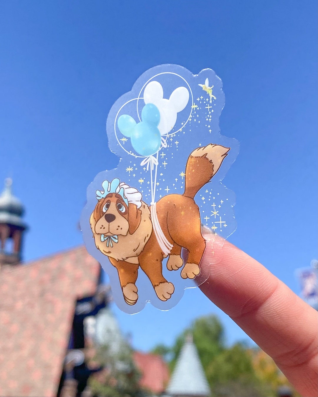 Nana With Tink Mickey Balloon Transparent Sticker/ Peter Pan Tinker ...