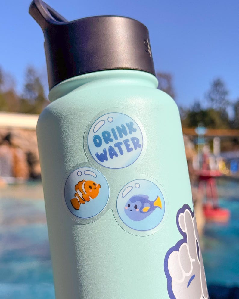 Drink Water Baby Nemo & Dory Transparent Laptop Stickers/ Hydrate ...