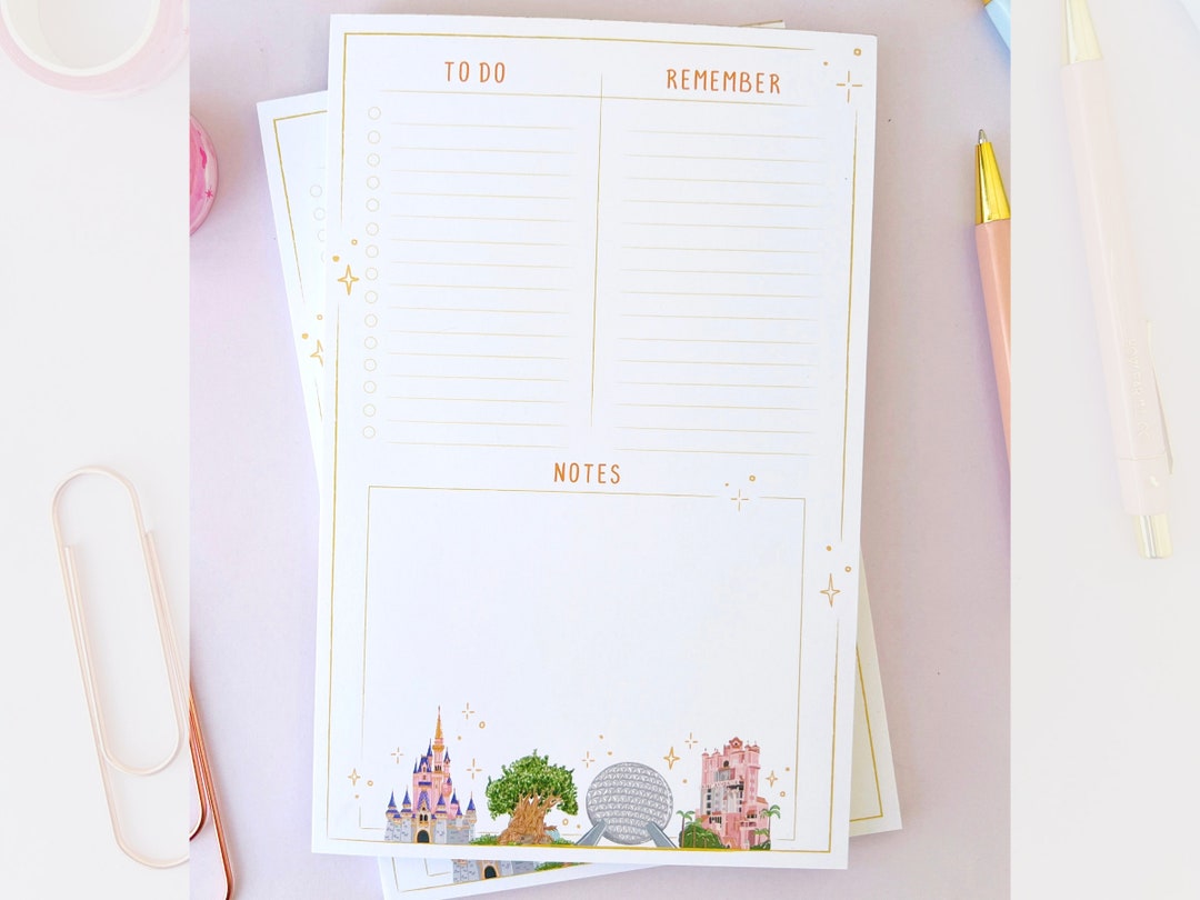 Everyday to Dos WDW Parks Landmark Planner Notepad/ Castle Daily Memo ...