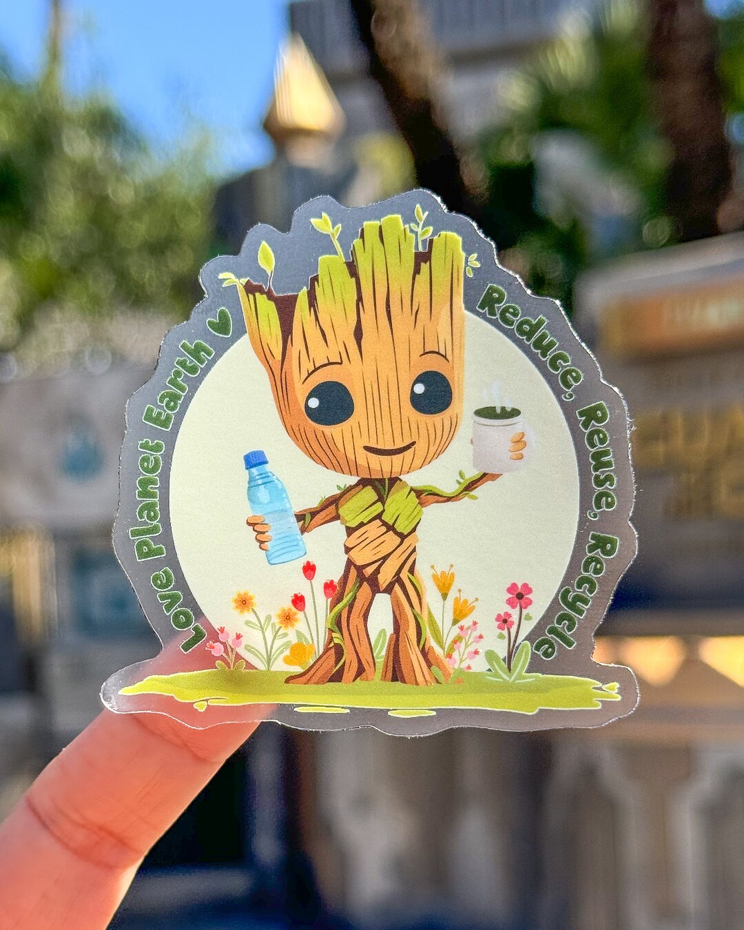 Groot Reduce Reuse Recyle Transparent Sticker/ Love Planet Earth ...