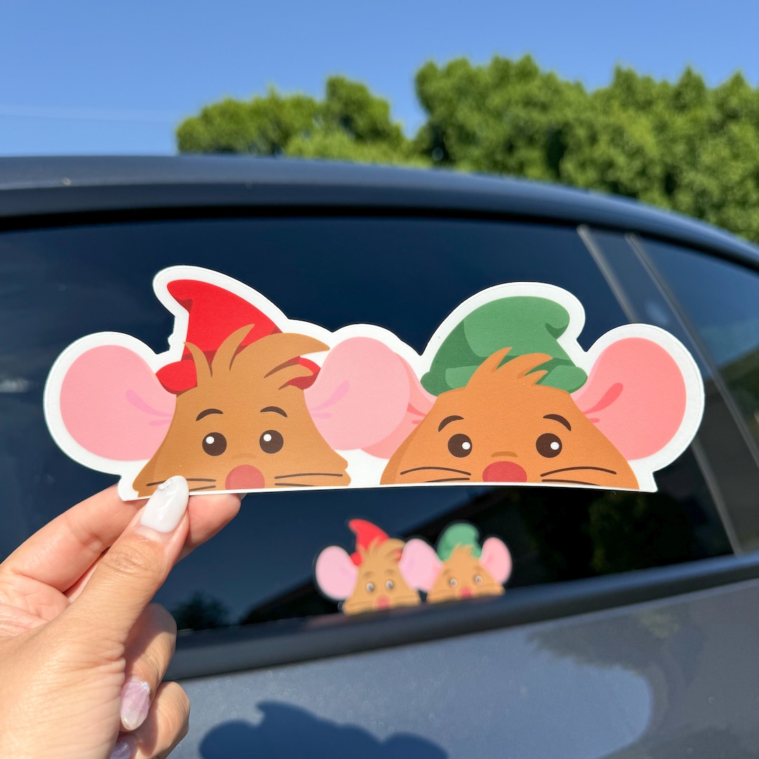 Jaq Jaq & Gus Gus Peeker Transparent Car Decal/ Cinderella Peekaboo ...