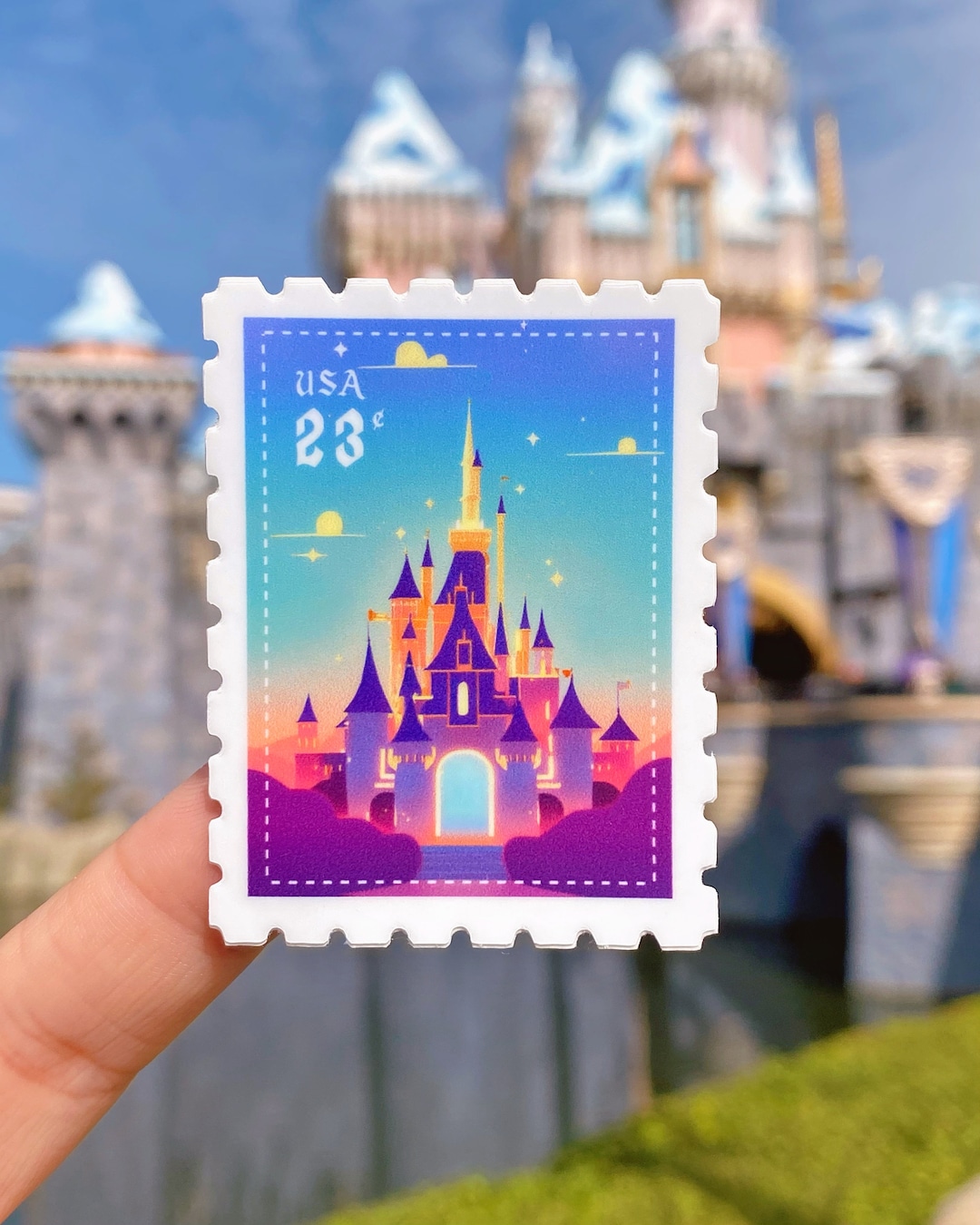 Castle Postage Stamp Sticker/ Fantasy Kingdom Magic Vintage Retro ...