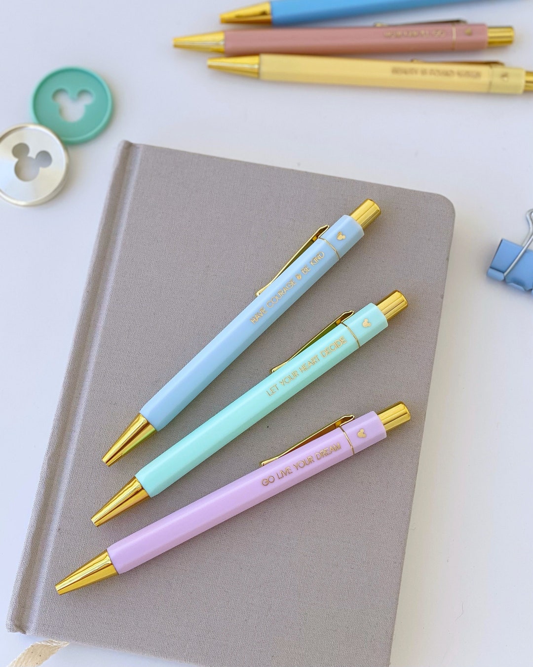 Princess Quote Gold Pens: Jasmine, Rapunzel, Cinderella (set of 3 ...