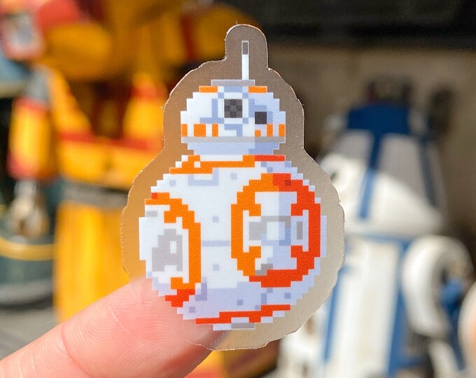 Pixel BB8 8-bit Transparent Laptop Sticker Disney Decal/ Retro Star ...