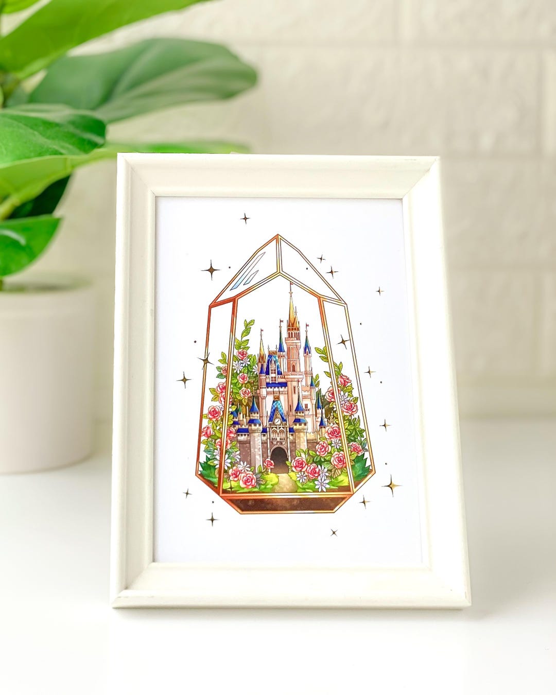 Disney World Castle Gold Foil Art Print/ Cinderella Castle/ Whimsical ...