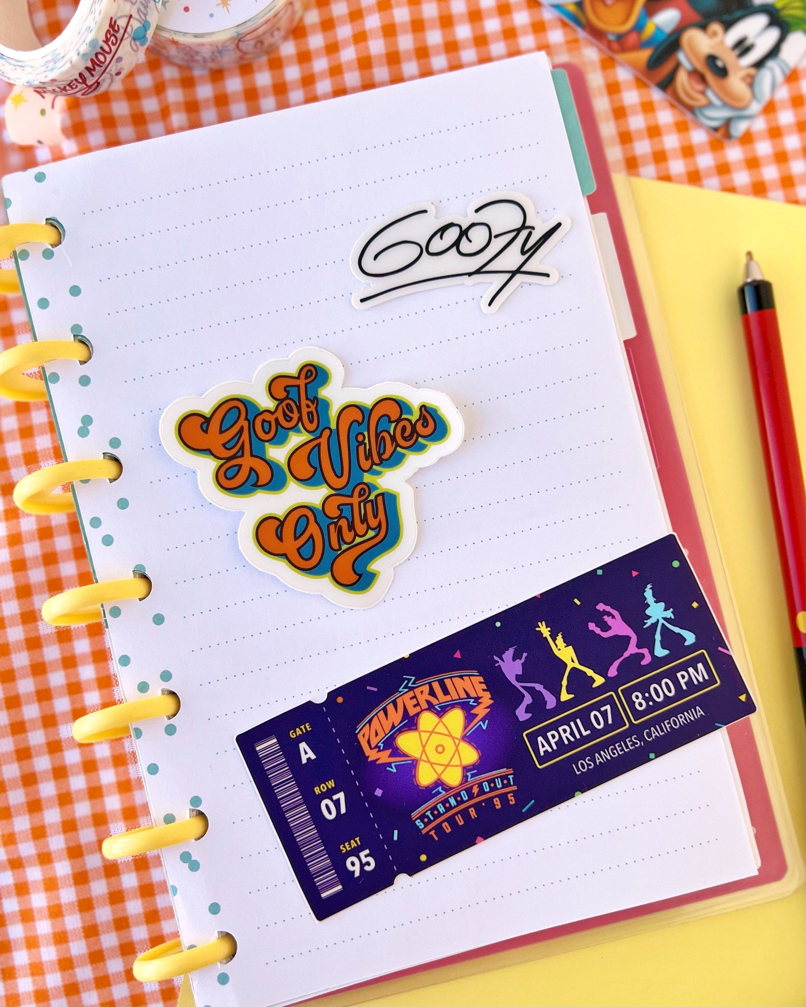 Powerline Concert Ticket Transparent Sticker/ Goofy Max Disney Bujo ...