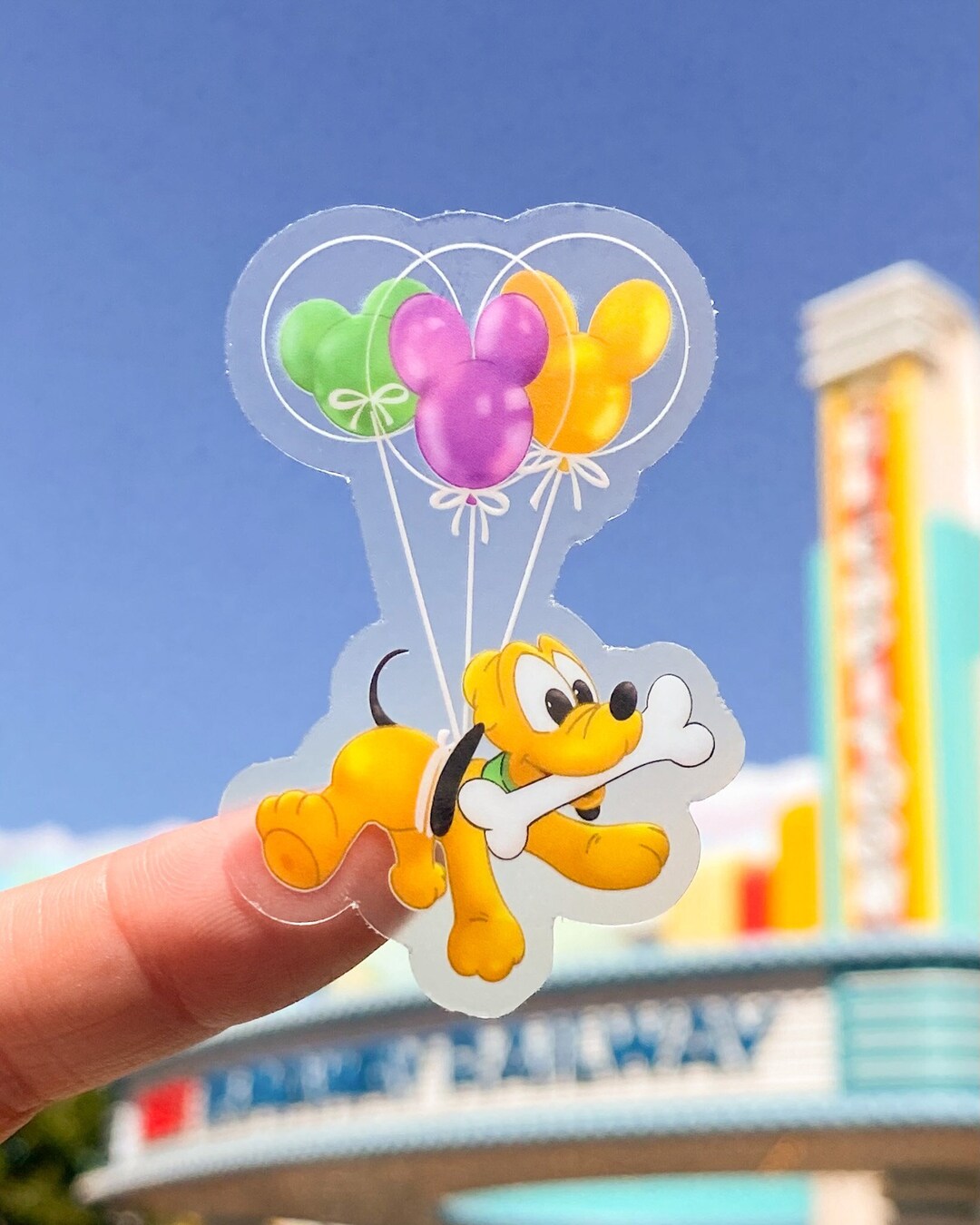 Pluto Mickey Balloon Transparent Sticker/ Pixie Dust Disney Dog Decal ...