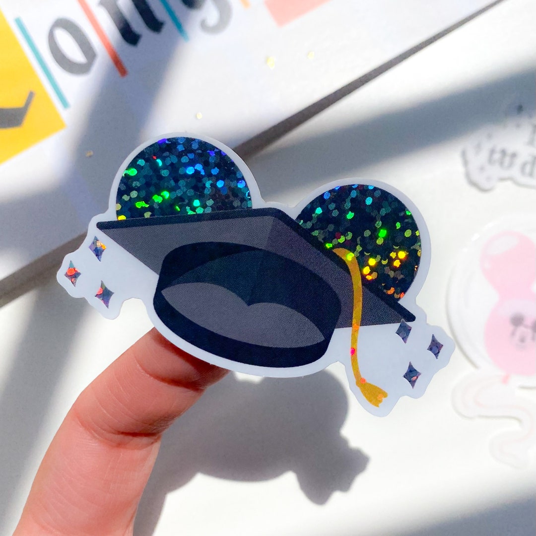 Mouse Grad Cap Holographic Sticker/ Disneyland Disney World Graduate ...