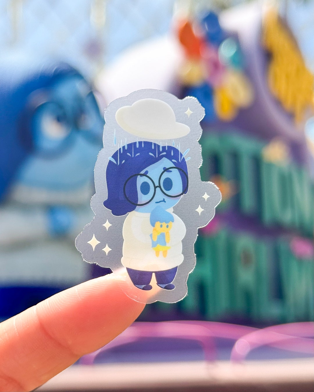 Sadness With Joy Plushie Transparent Disney Laptop Stickers/ Inside Out ...