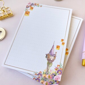 Rapunzel Tower Floral Memo Notepad/ 50 Sheets Grid Dot Bullet Journal ...