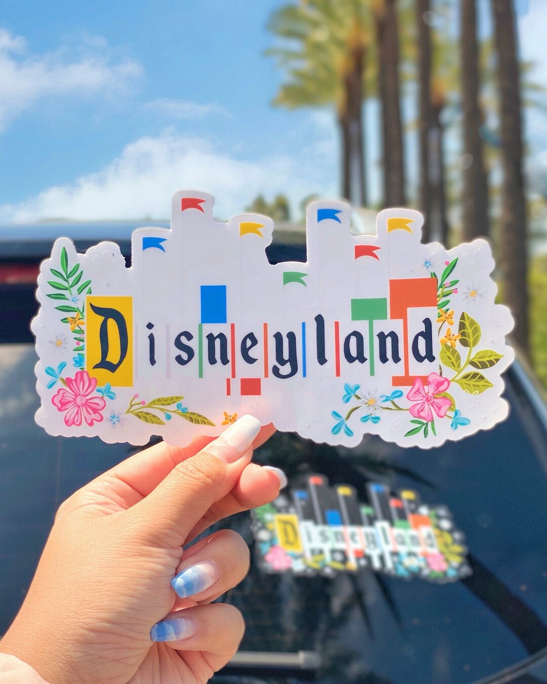 Disneyland Floral Sign Car Decal/ Pastel Safety Car Window Bumper Vinyl ...