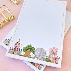 WDW Park Landmarks Memo Notepad/ Disney World 50 Sheets Grid Dot Bullet ...