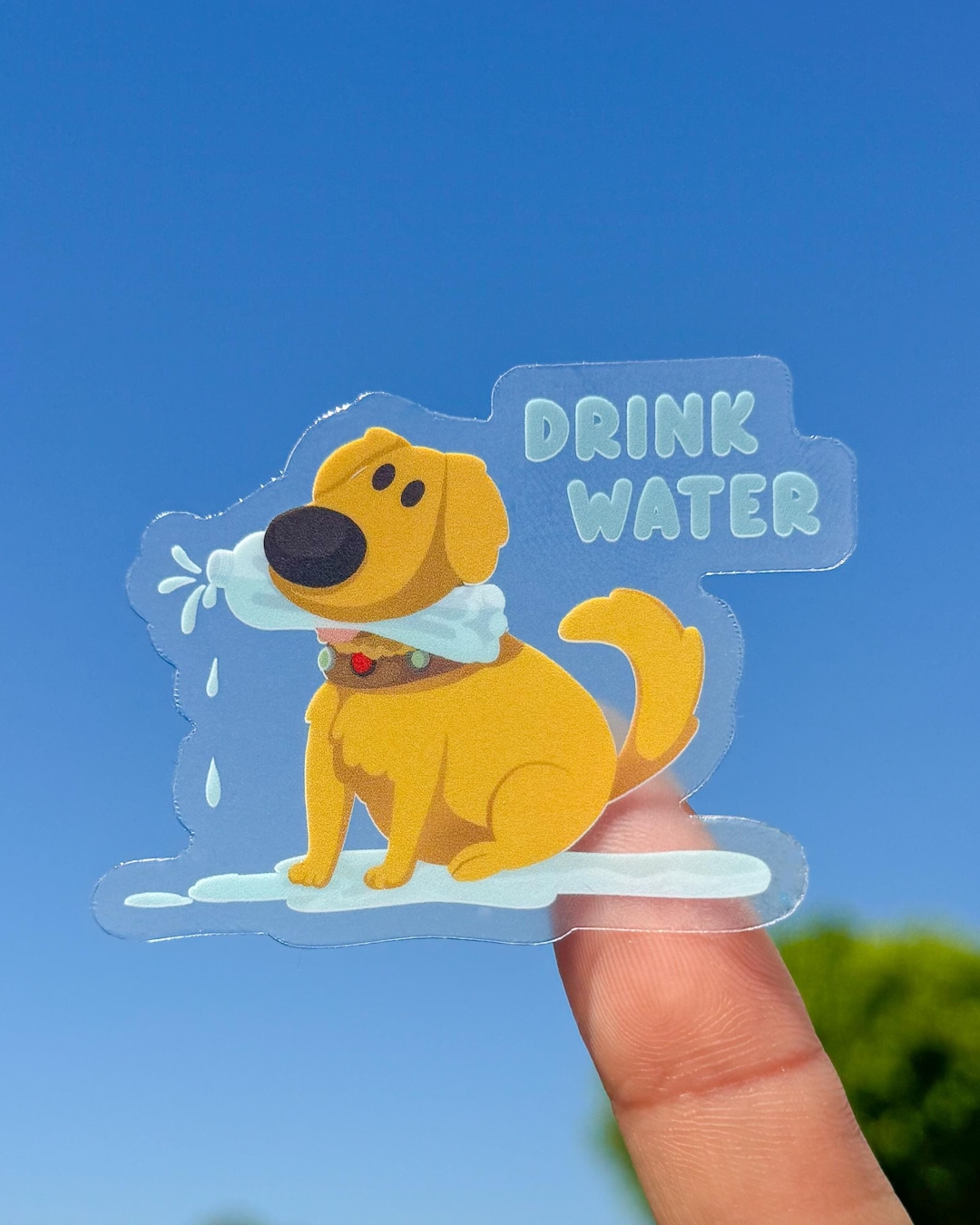 Dug Drink Water Reminder Transparent Laptop Stickers/ Hydrate Health ...