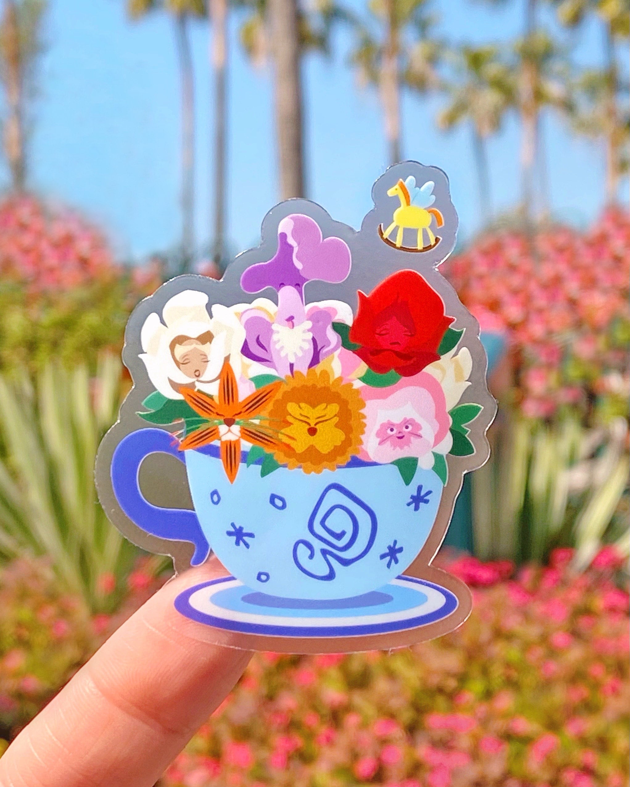Singing Flowers Wonderland Teacup Sticker Alice In Wonderland Etsy