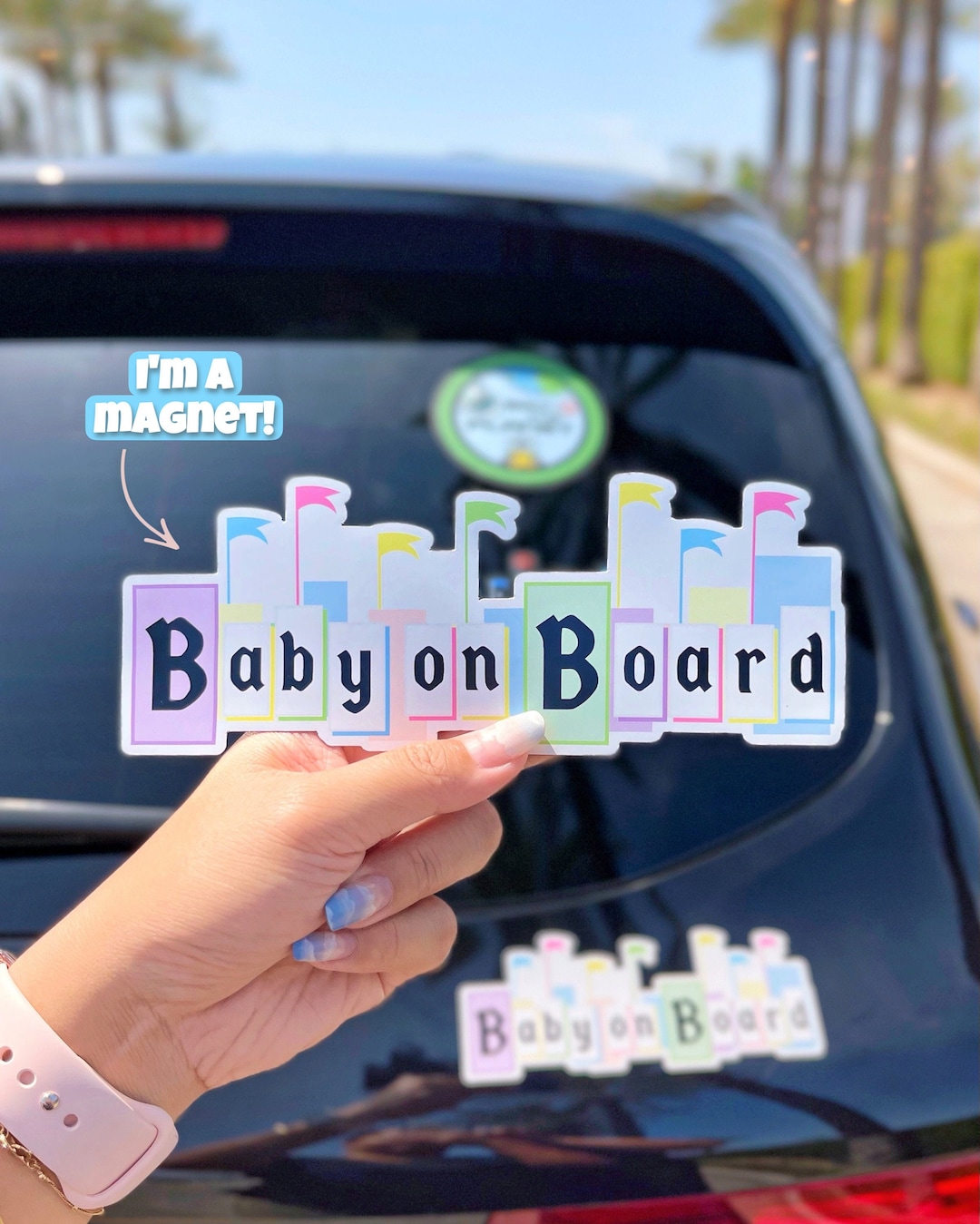 Baby on Board Magnet Disney Car/ Pastel Disneyland Newborn Safety Car ...