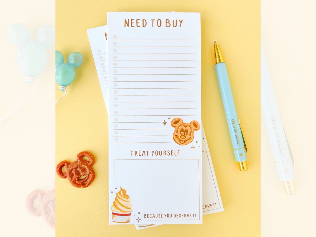 Treat Yourself Snacks Grocery List Planner Notepad/ Mickey Waffle Ice ...