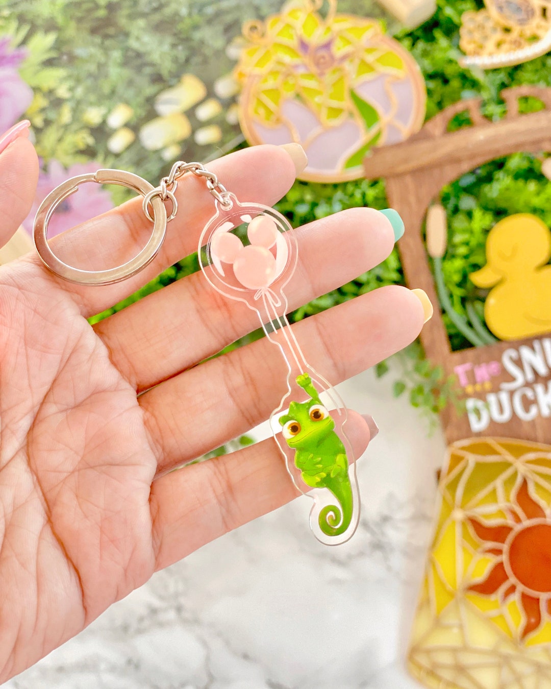 Pascal Mickey Balloon See Through Acrylic Keychain/ Tangled Rapunzel ...