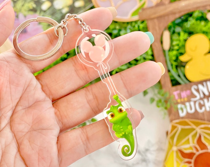 Pascal Mickey Balloon See Through Acrylic Keychain/ Tangled Rapunzel ...