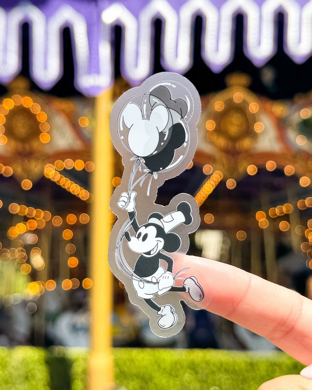 Steamboat Willie Mickey Balloon Transparent Sticker/ Vintage Old School ...