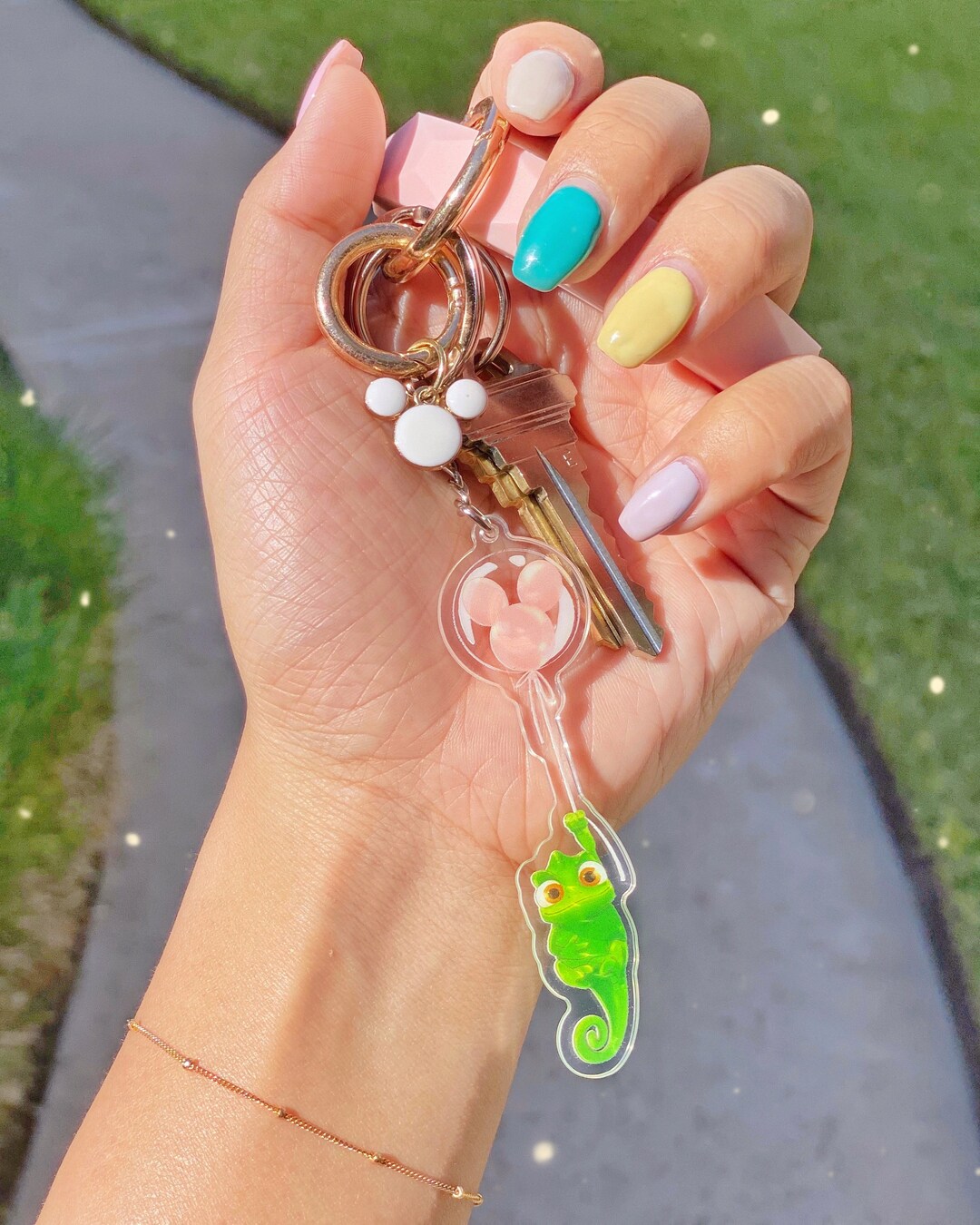 Pascal Mickey Balloon Tangled Rapunzel Acrylic Keychain/ Mickey Disney ...