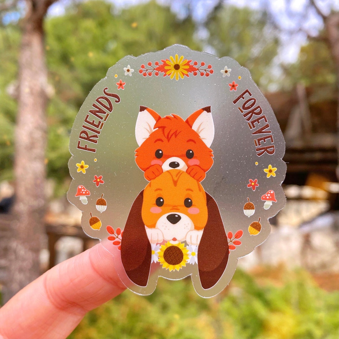 Friends Forever Fox & Hound Transparent Laptop Sticker Disney Decal ...