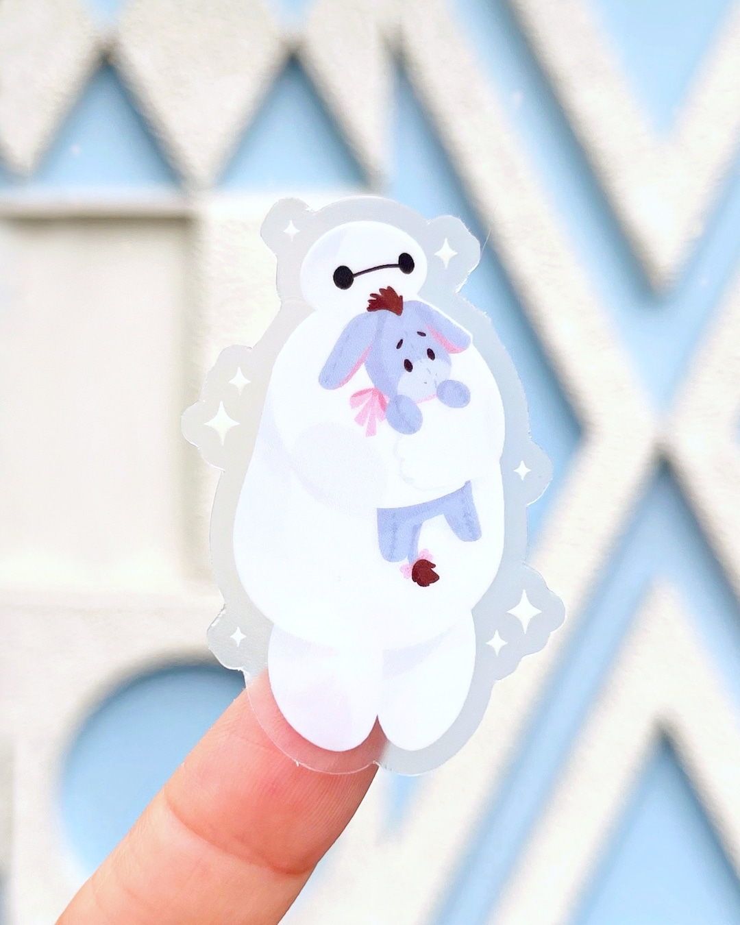 Baymax With Eeyore Plushie Transparent Laptop Sticker/ Big Hero 6 Pooh ...
