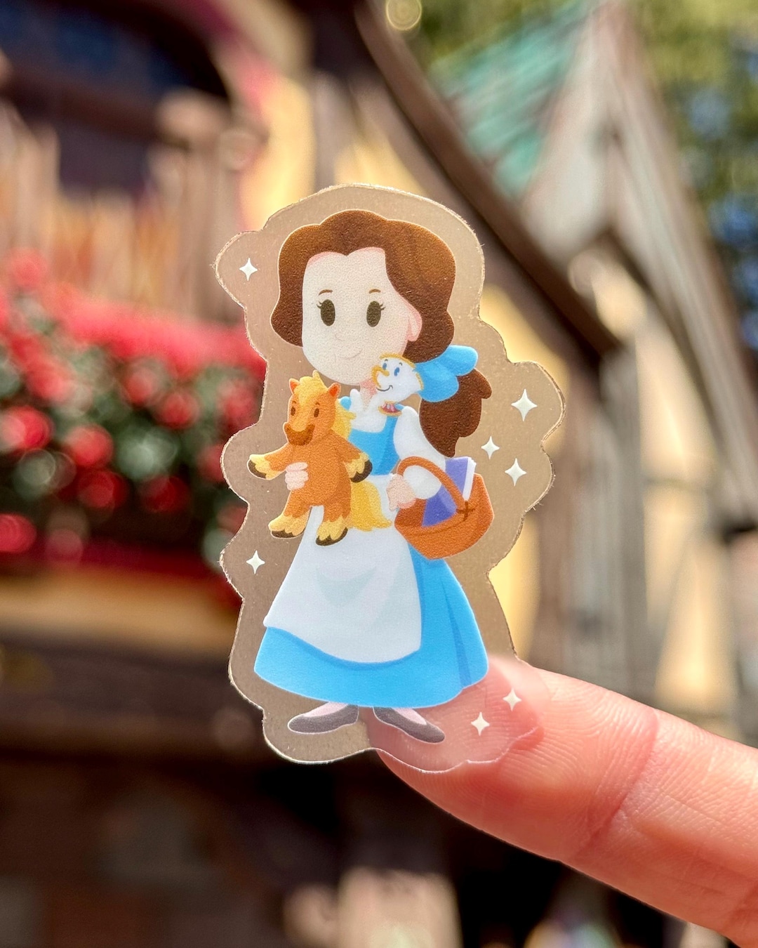 Belle With Philippe & Chip Plushie Transparent Sticker / Beauty and the ...