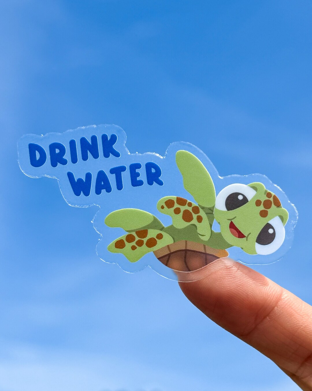 Drink Water Baby Squirt Transparent Laptop Stickers/ Hydrate Reminder Sea Turtle Nemo Planner ...