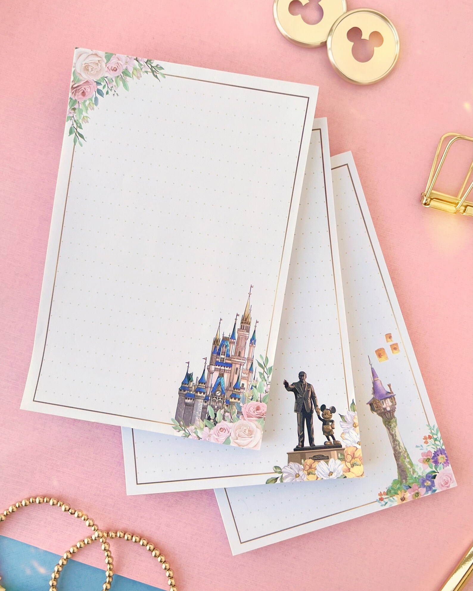 WDW Park Landmarks Memo Notepad/ Disney World 50 Sheets Grid Dot Bullet ...