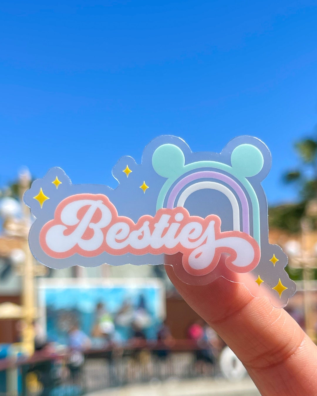 Besties (coral Pink Version) Transparent Sticker/ Disney Cute Best ...