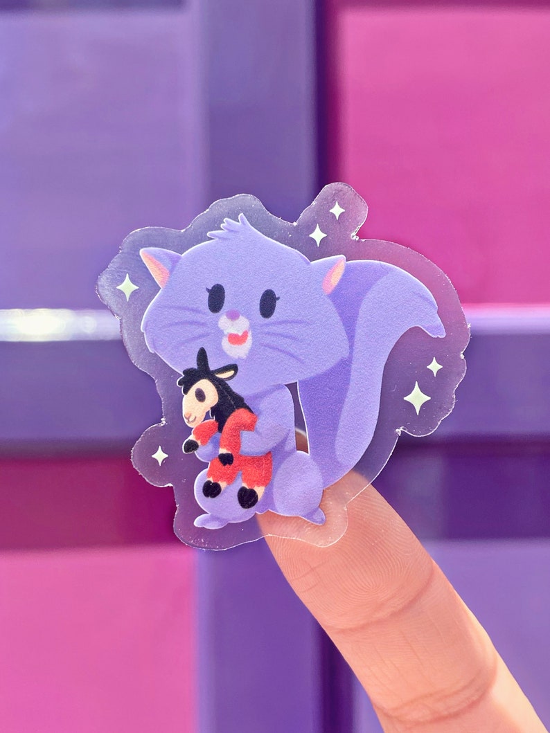 Yzma Cat With Kuzco Llama Plushie Transparent Sticker/ Laptop iPhone ...
