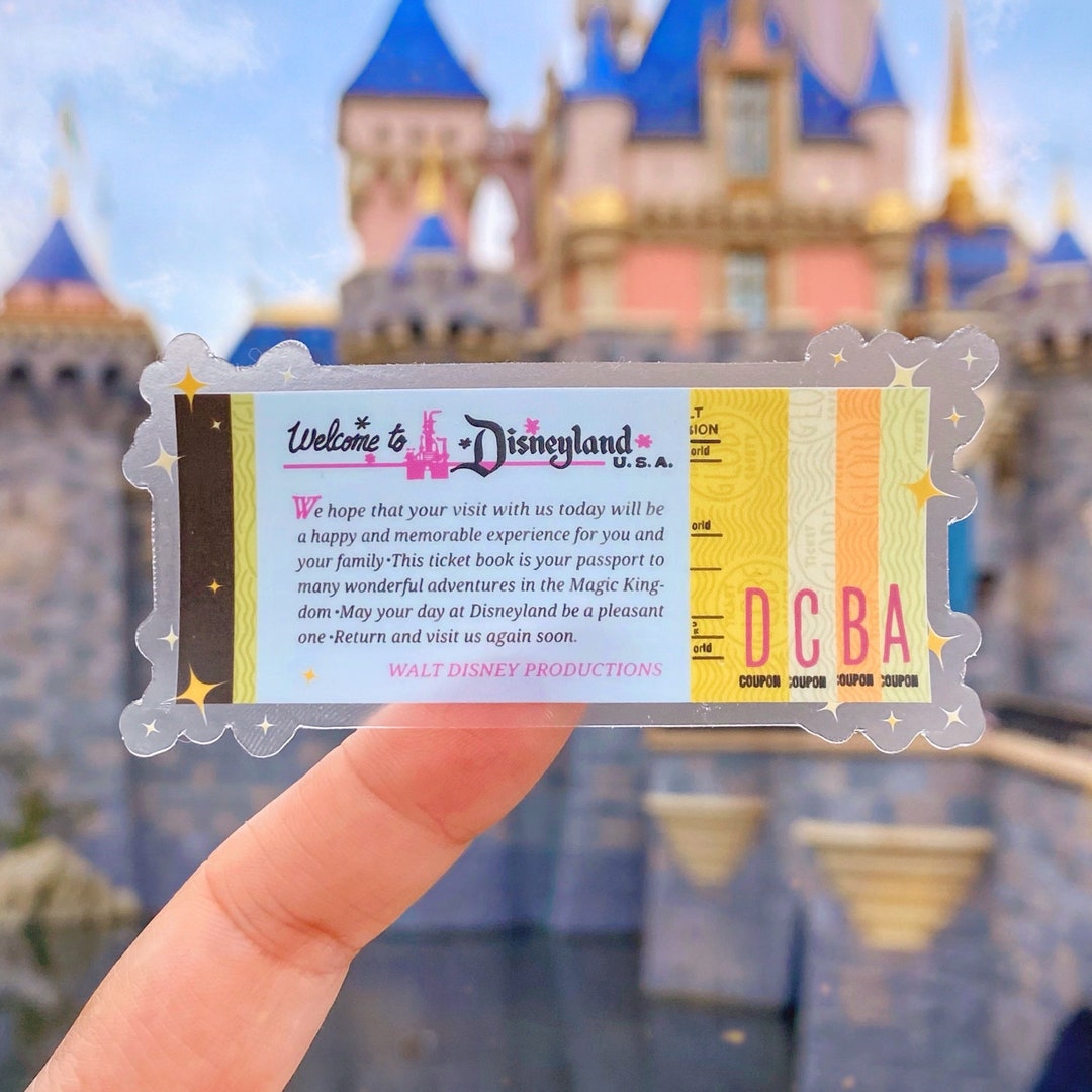 Vintage Ticket Book Disneyland Transparent Laptop Sticker/ Mickey ...