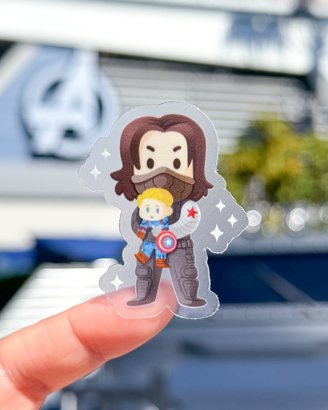 Bucky With Captain Plushie Transparent Disney Laptop Sticker/ Avengers ...